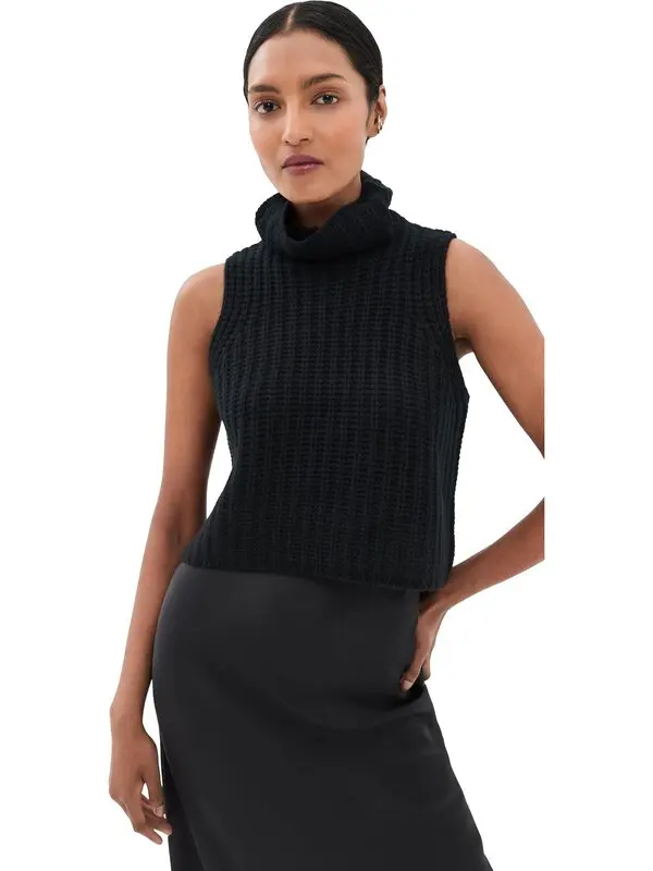 Sablyn Saige Cropped Turtleneck Cashmere Pullover - Black