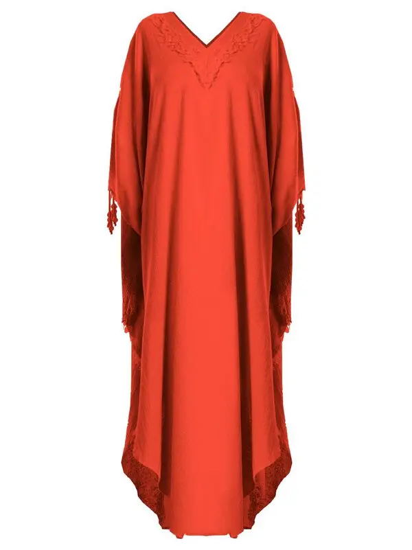 ZHENABIA Boho Kaftan Summer Dress - Red