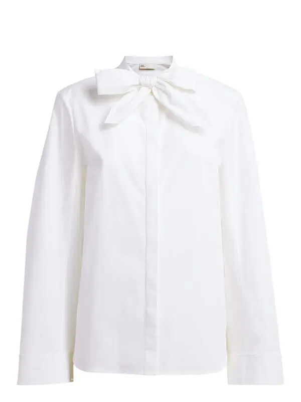 Tory Burch Stretch-cotton Bow Blouse - White