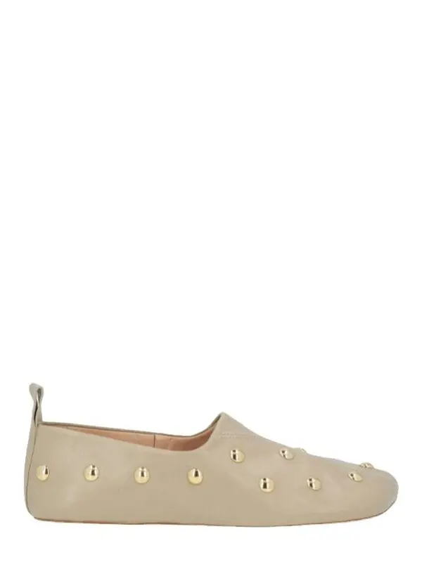 Chloé Studded Leather Ballet Flats - Sand
