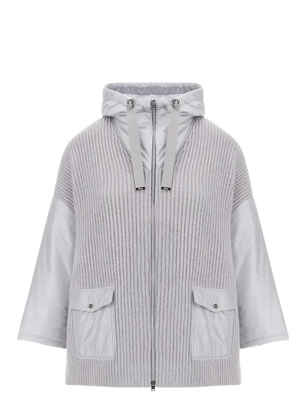 Herno Panelled Drawstring Hooded Jacket - Grey