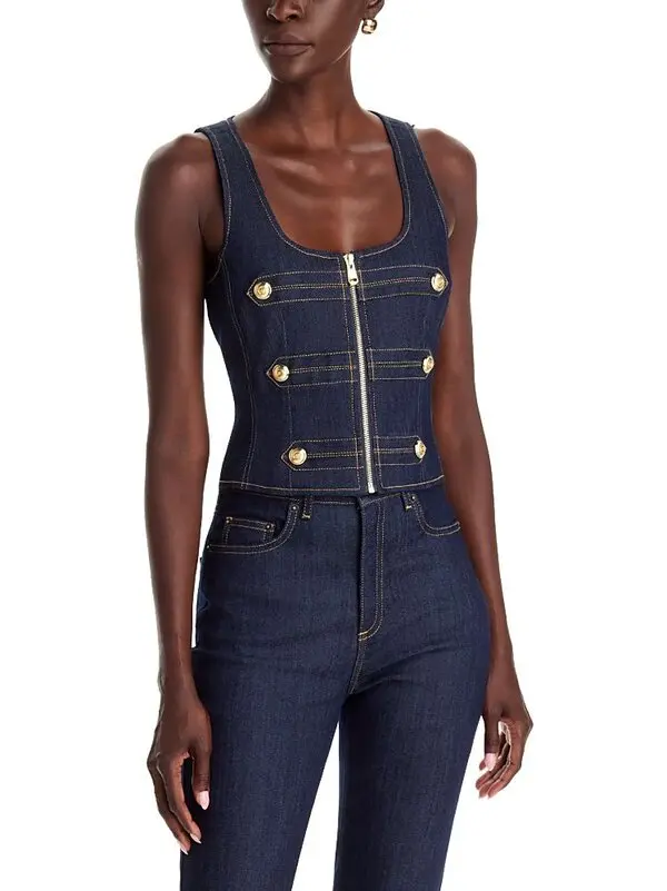 Cinq À Sept Abbot Scoop Neck Denim Top - Indigo