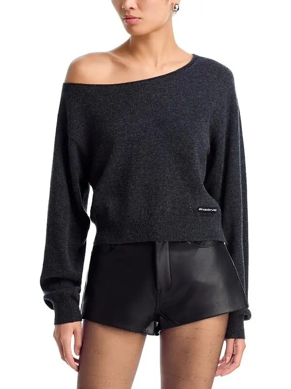 Alexander Wang Wool Off-the-shoulder Sweater - Charcoal