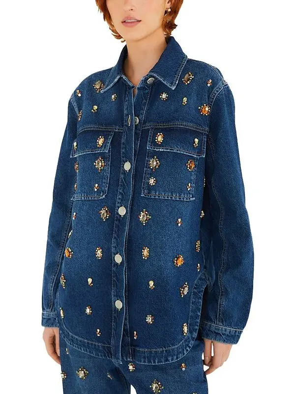 Farm Rio Gem Embellished Shirt - Denim