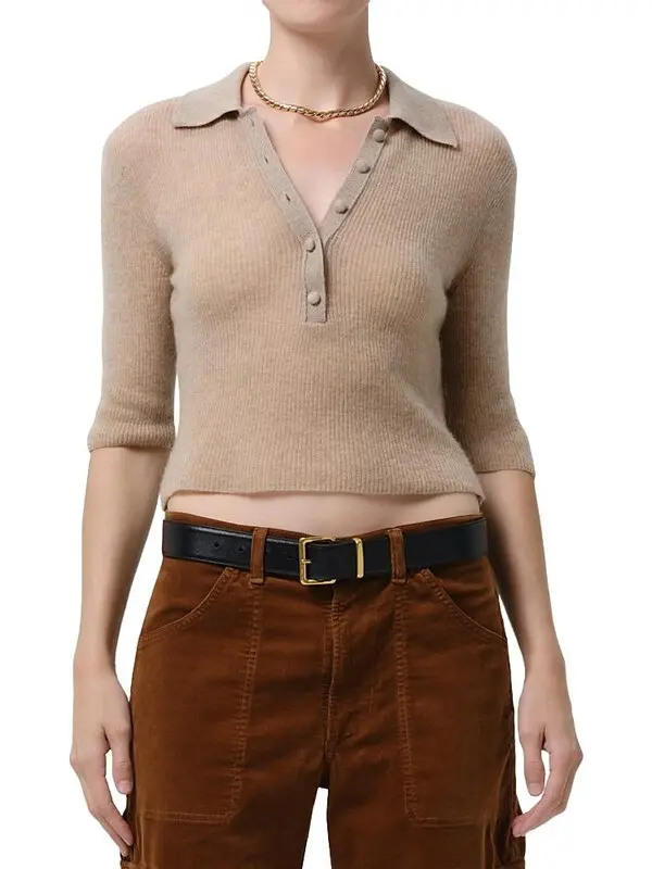 Citizens Of Humanity Amelie Wool & Cashmere Polo Sweater - Fawn