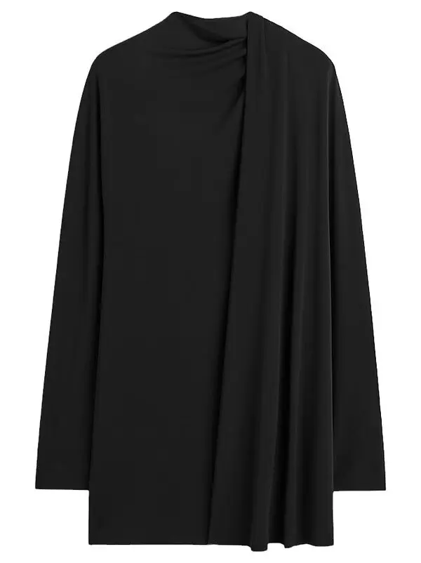 TOTEME Draped Scarf Asymmetrical Dress - Black