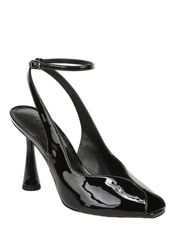 Sam Edelman Esme Patent Leather Peep Toe Heels - Black