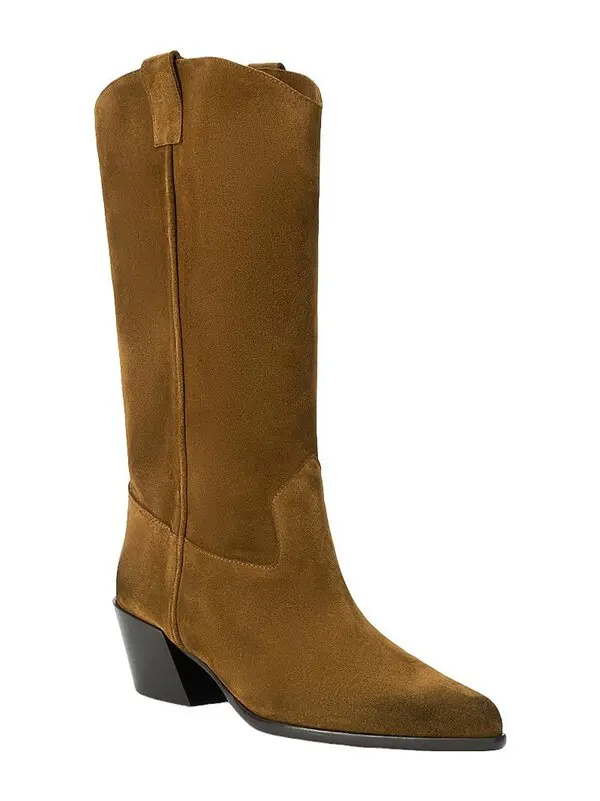 Staud Monty Knee High Western Boots - Cigar