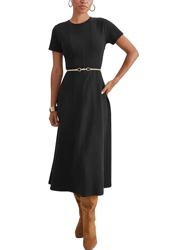 Splendid Winslow Short Sleeve Midi Dress - Black