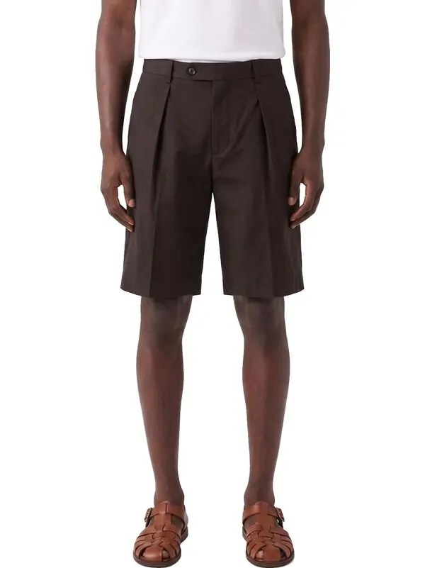 BOSS Regular Fit Tailored Cotton Bermuda Shorts - Brown
