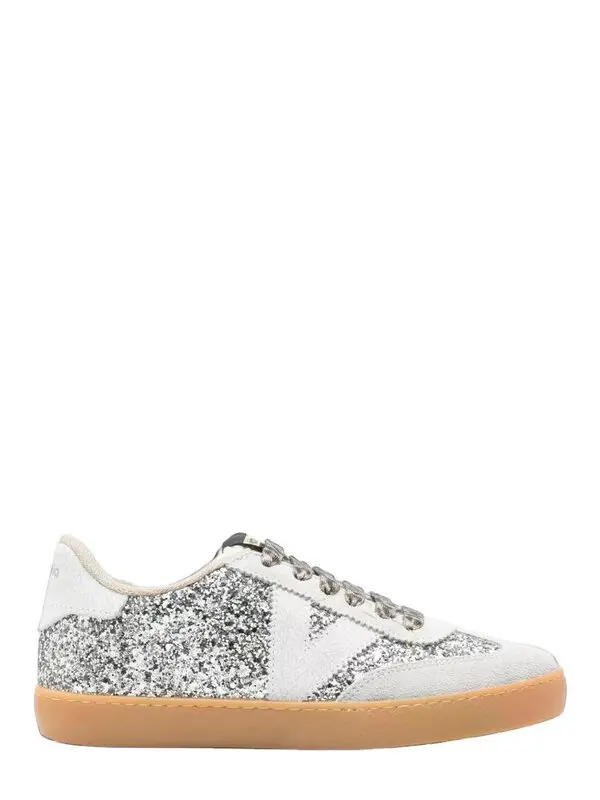 Victoria Beckham Glitter-effect Leopard-print Sneakers - Silver