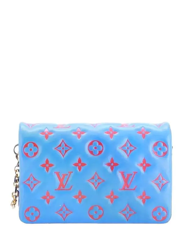 LOUIS VUITTON Coussin Pochette Monogram Embossed Lambskin Crossbody Bag - Blue