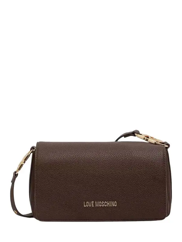 Moschino Logo Plaque Crossbody Bag - Brown
