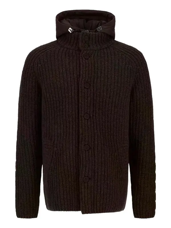 Herno Cable-knit Hooded Jacket - Brown