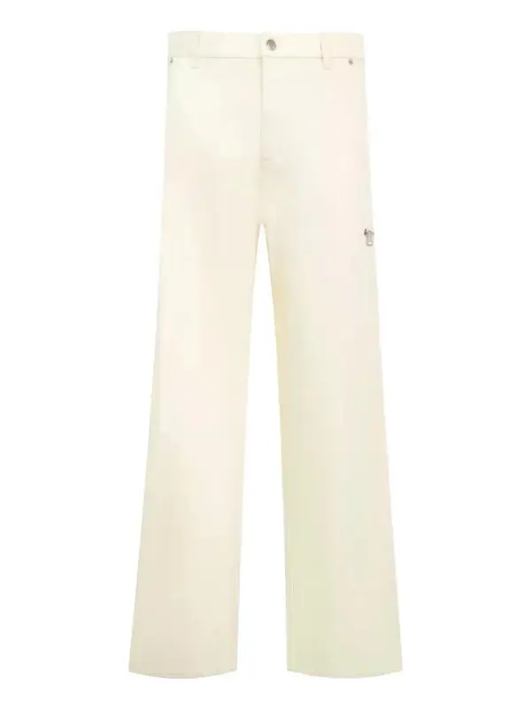Moncler Logo-plaque Straight-leg Trousers - Neutrals