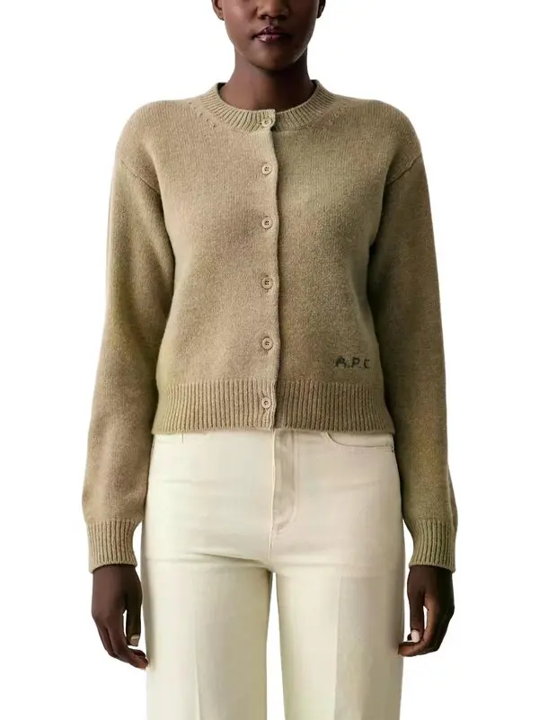 A.p.c. Lila Logo-embroidered Cardigan - Neutrals