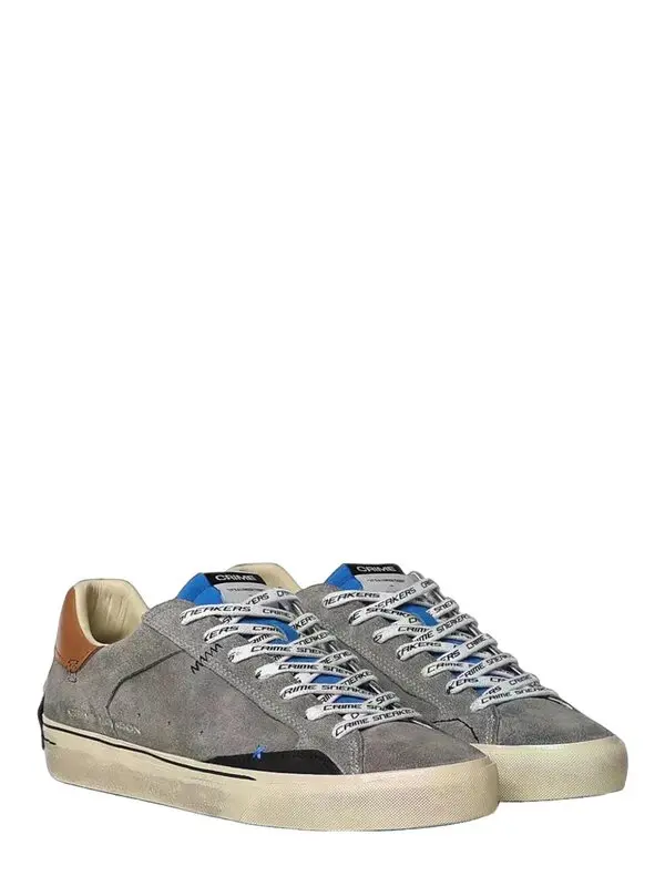 CRIME LONDON Deconstructed Logo-print Distressed-finish Sneakers - Grey