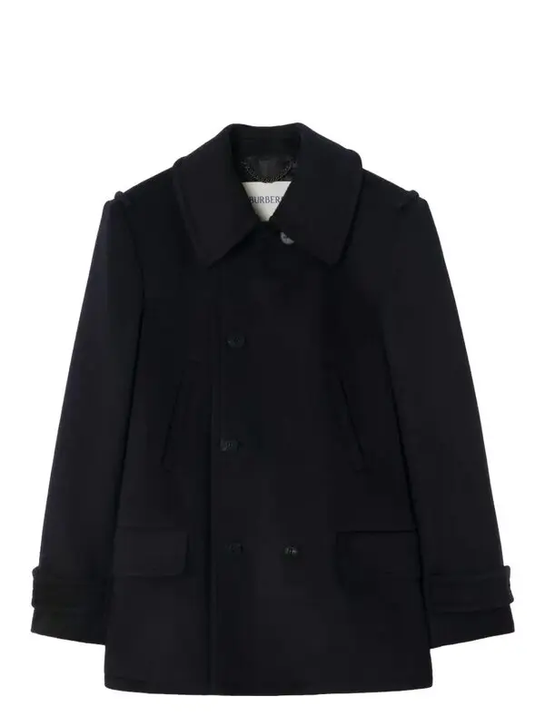 Burberry Wool Cashmere Pea Coat - Blue