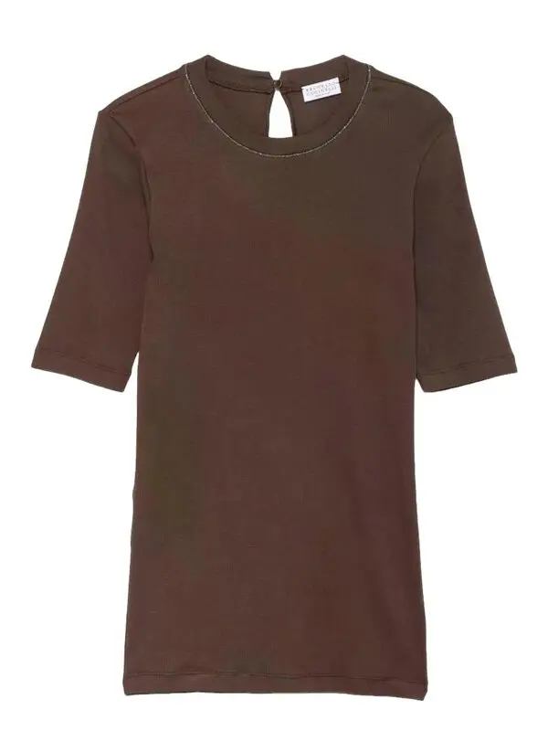 Brunello Cucinelli Monili-chain Detail T-shirt - Brown