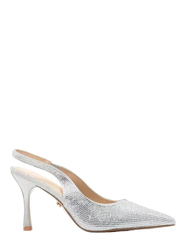 TWENTY FOURHAITCH Crystal Embellished Slingback Pumps - Silver
