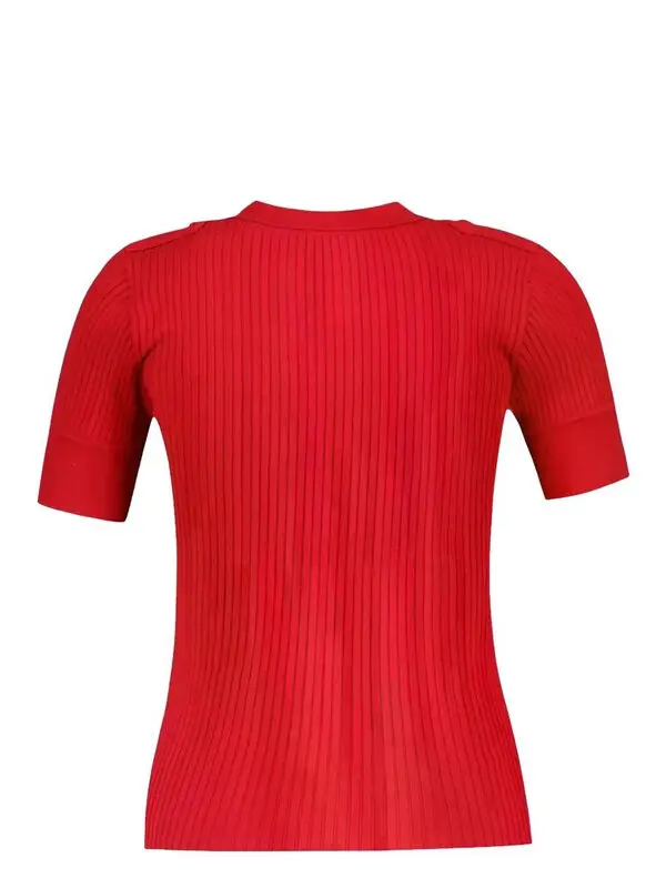 COURREGES Ribbed-knit Short-sleeve Polo Shirt - Red