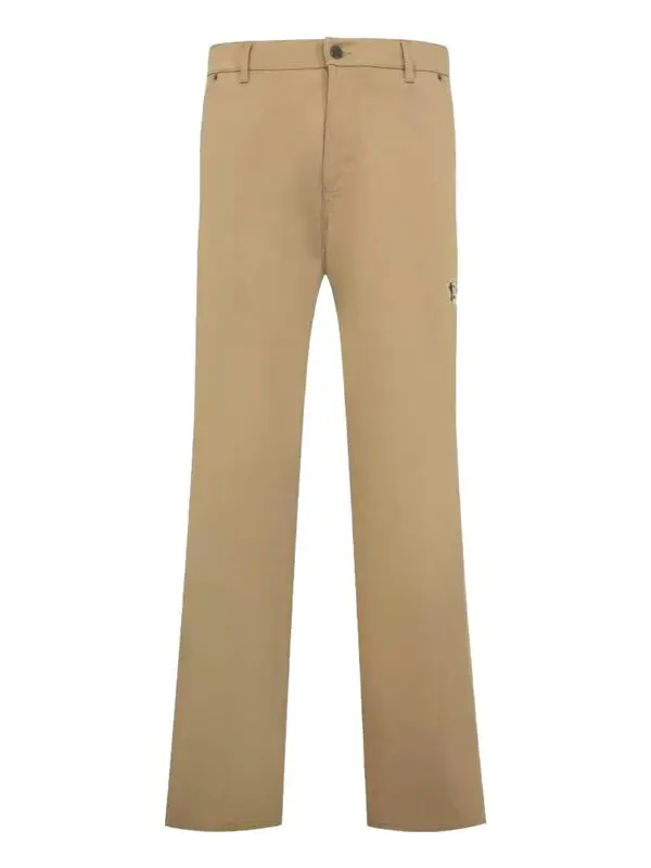 Moncler Logo Patch Straight-leg Trousers - Neutrals