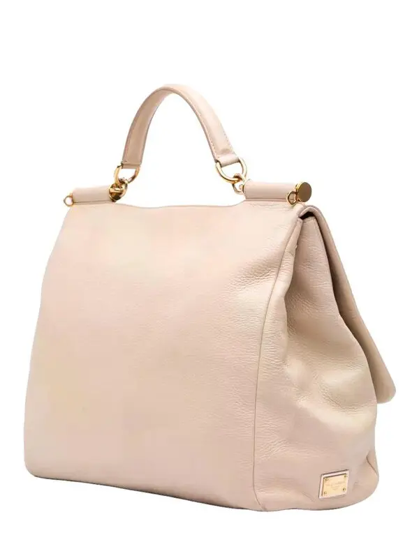 Dolce & Gabbana 2000-2026 Large Pebbled Leather Miss Sicily Satchel - Brown