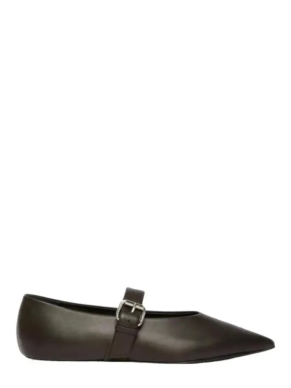 Max Mara Buckle-strap Pointed-toe Ballet Flats - Brown