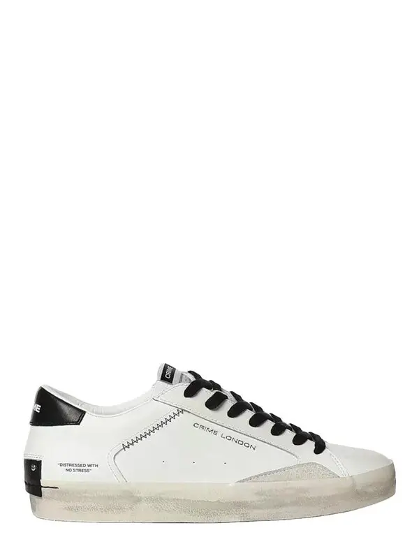 CRIME LONDON Distressed Leather Sneakers - White