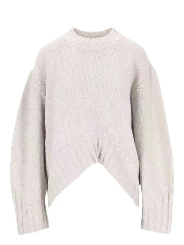 Attico Embroidered Asymmetric-hem Sweater - Grey