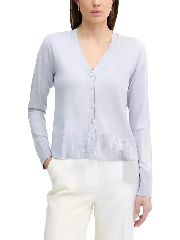 Sisley V-neck Button-up Cardigan - Blue