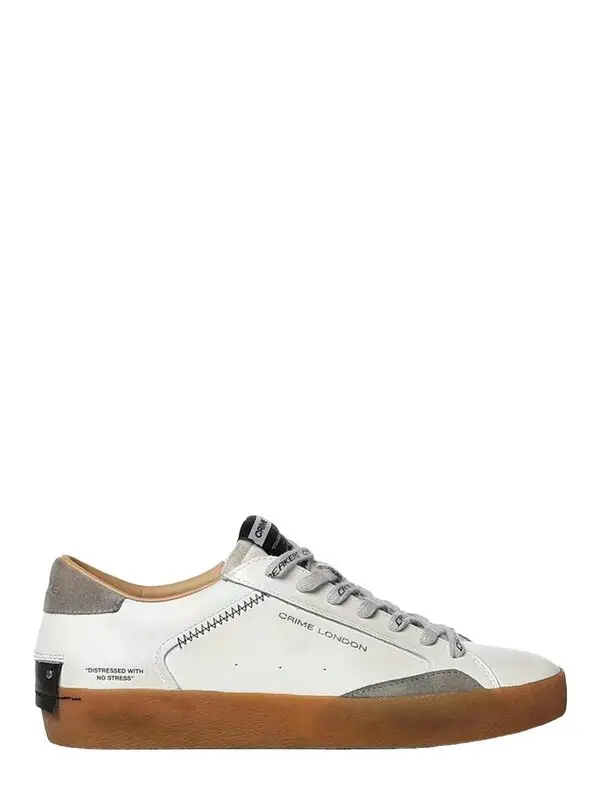 CRIME LONDON Distressed Effect Panelled Sneakers - White