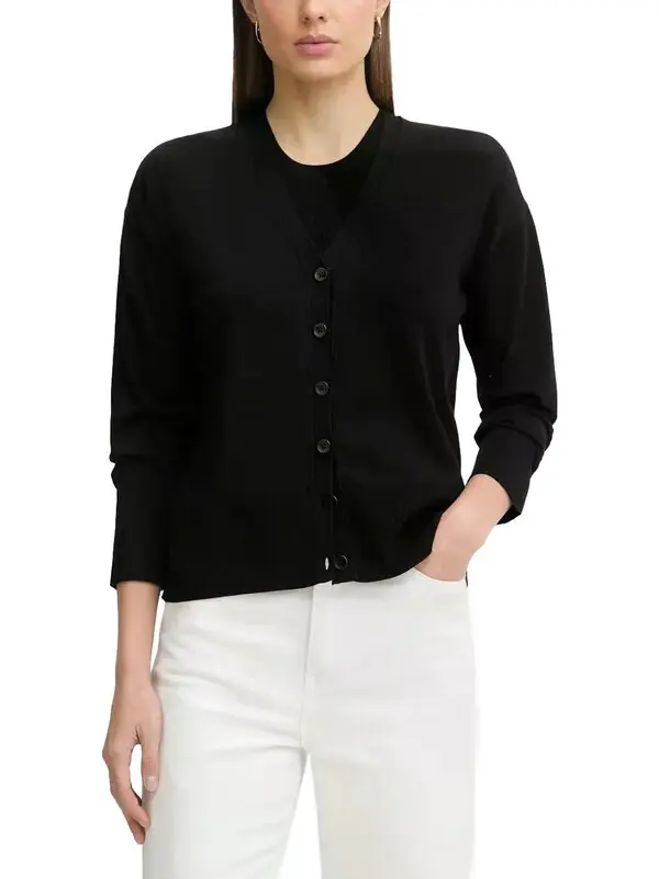 Sisley V-neck Button-up Cardigan - Black