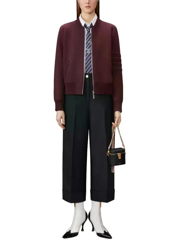 Thom Browne Zip-up Bomber Jacket With 4-bar Stripe Detail - Grey