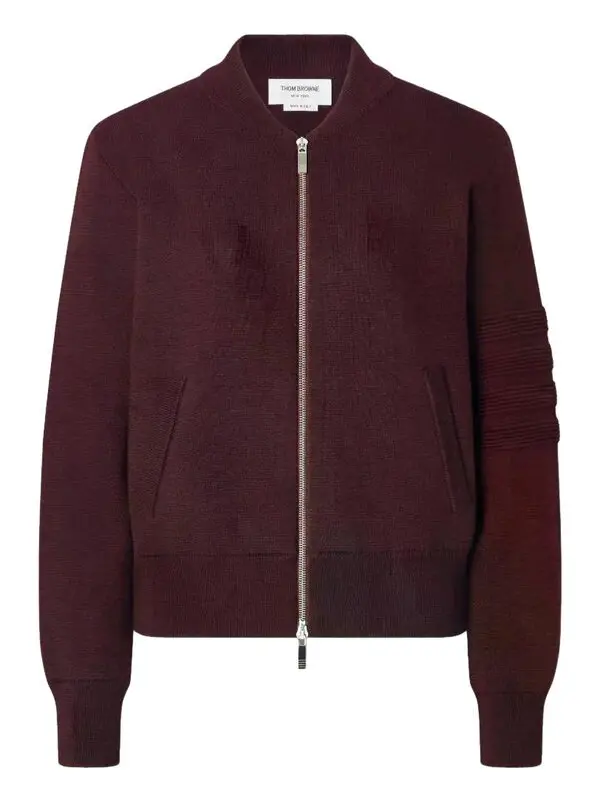 Thom Browne Zip-up Bomber Jacket With 4-bar Stripe Detail - Grey