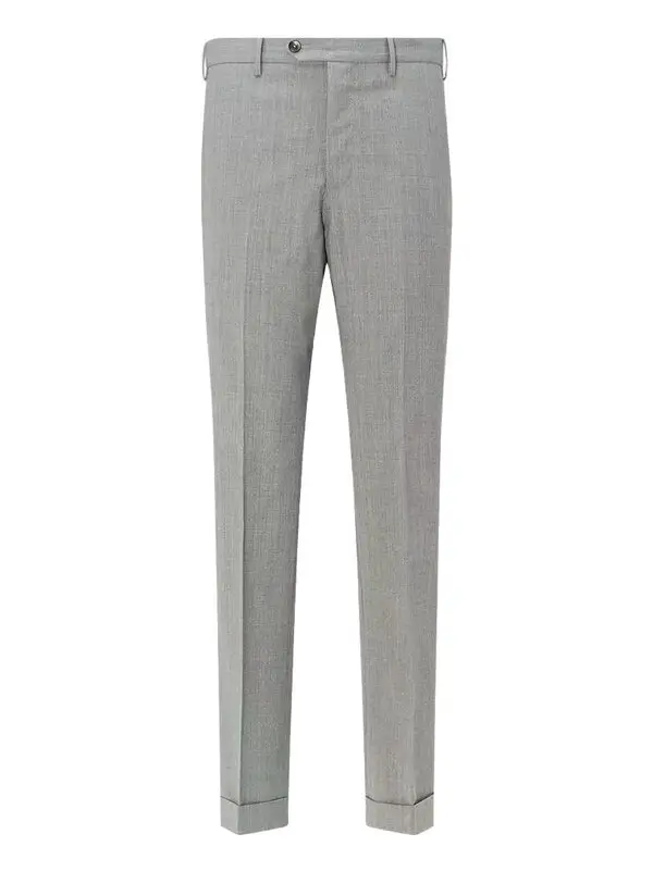 PT TORINO Mid-rise Turn-up Trousers - Grey