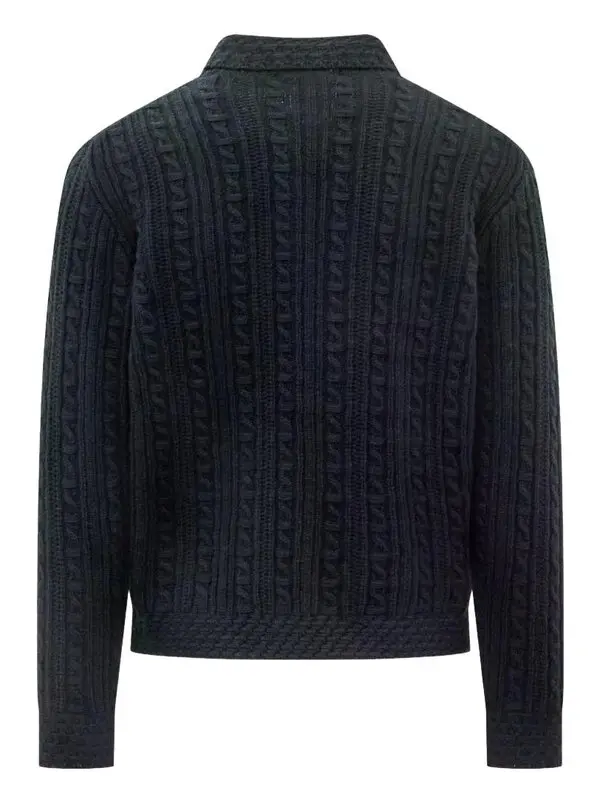 RAKKI Cable-knit Polo-collar Sweater - Blue