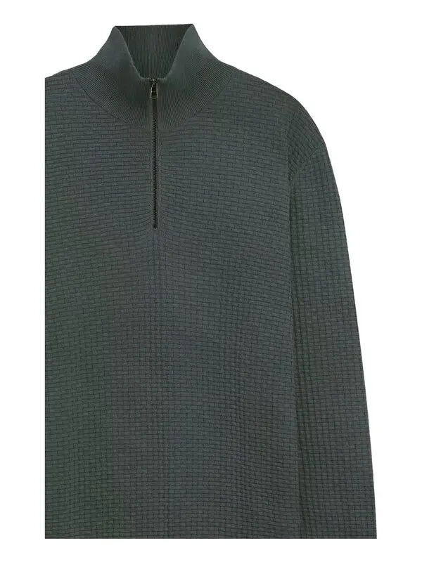 BOSS Waffle-knit Quarter-zip Sweater - Grey