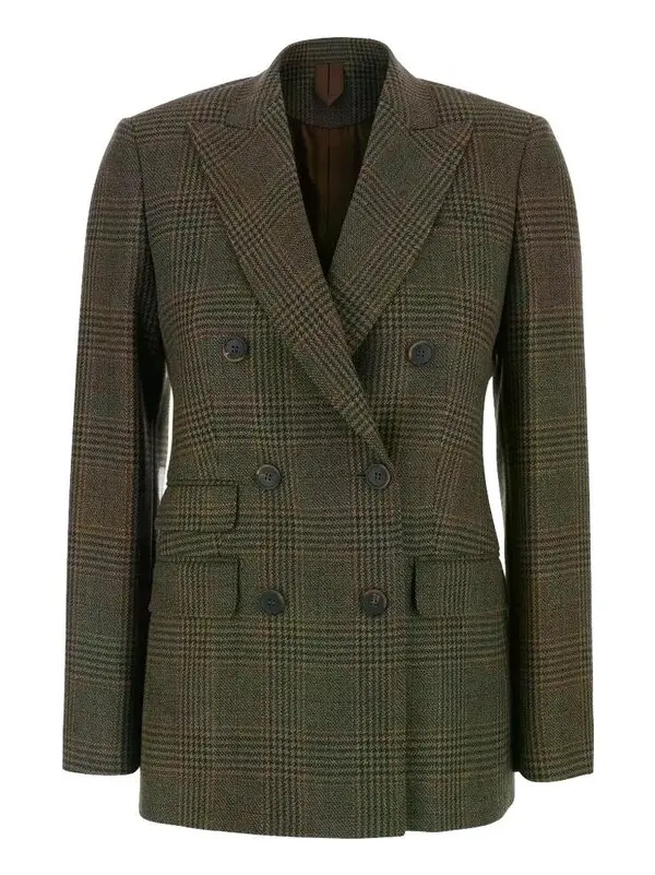 Max Mara Check-pattern Double-breasted Jacket - Brown
