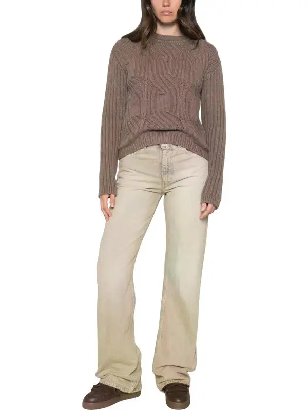 Moncler Ribbed Cable-knit Sweater - Brown