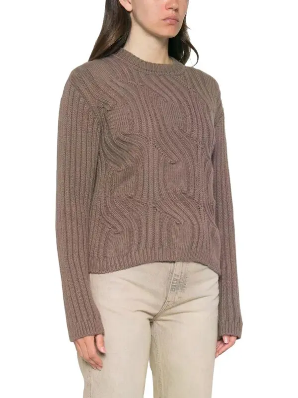 Moncler Ribbed Cable Knit Sweater - Brown