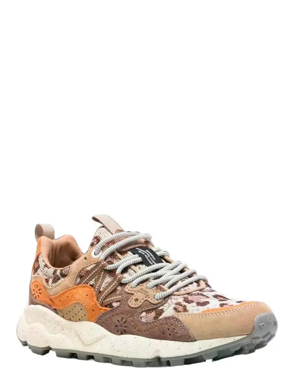 FLOWER MOUNTAIN Yamano 3 Leopard-print Paneled Sneakers - Orange