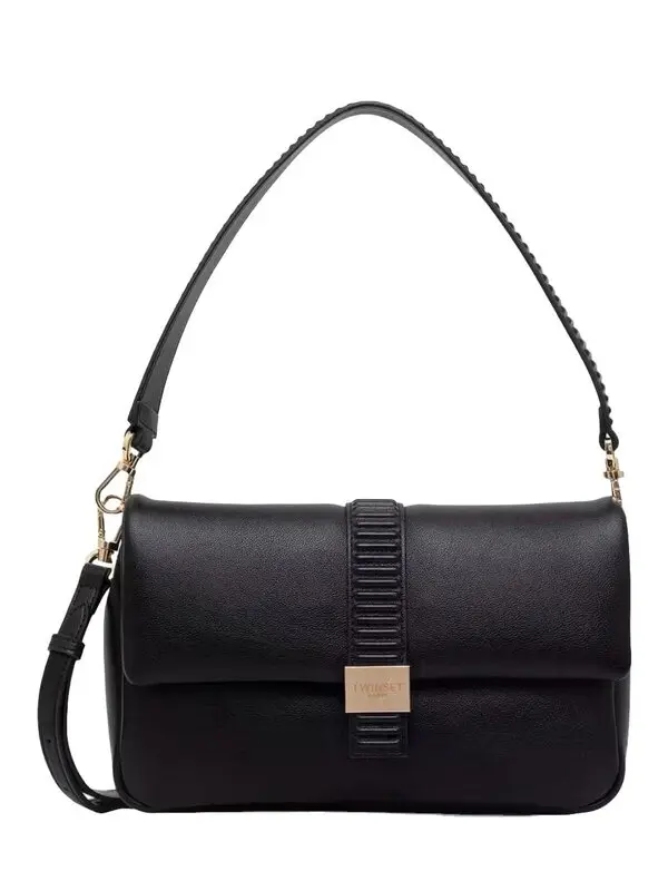 TWINSET Logo Plaque Shoulder Bag - Black