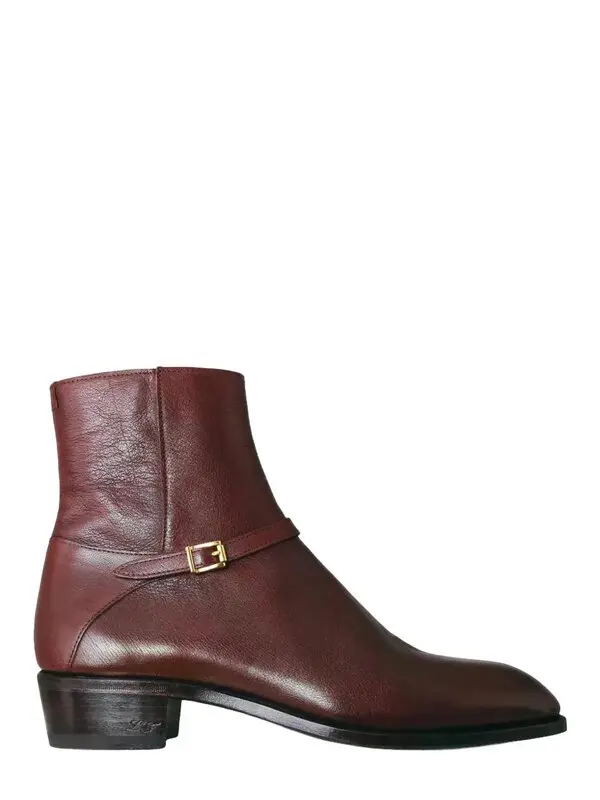 LIDFORT Buckle-strap Zip-fastening Boots - Red