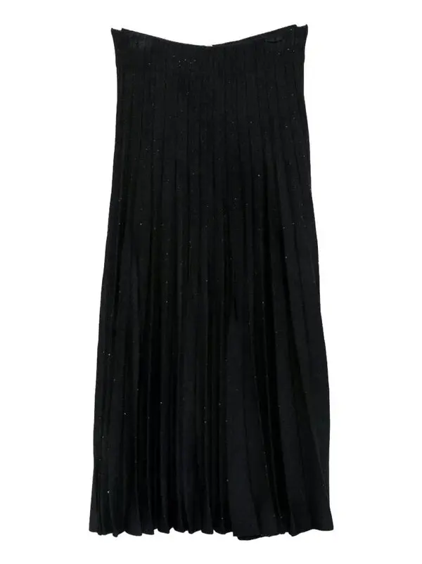 Balmain Pleated Sequin-embellished Midi Skirt - Black
