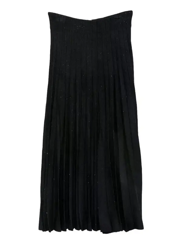 Balmain Pleated Sequin-embellished Midi Skirt - Black