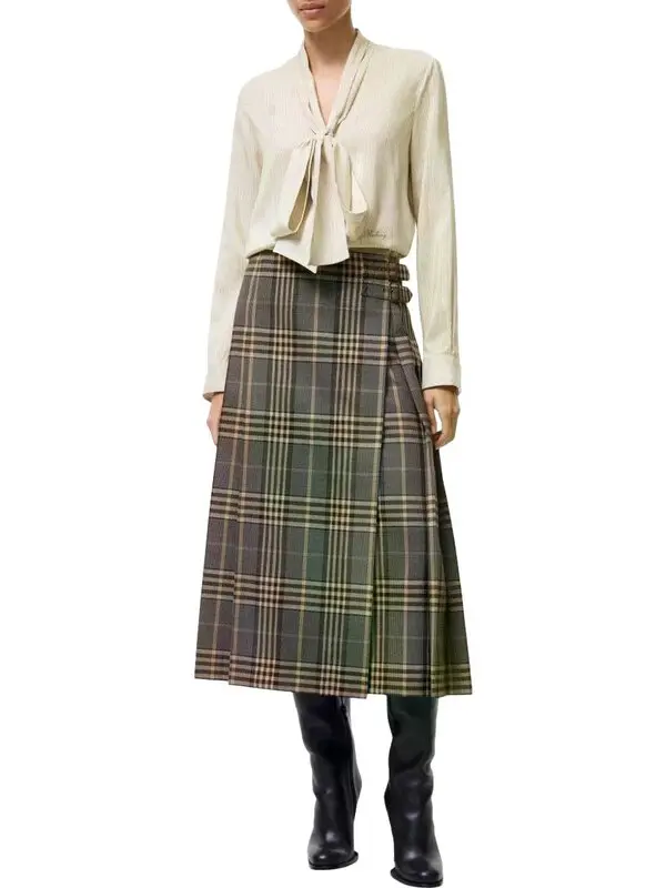 Burberry Check Wool Midi Kilt - Brown
