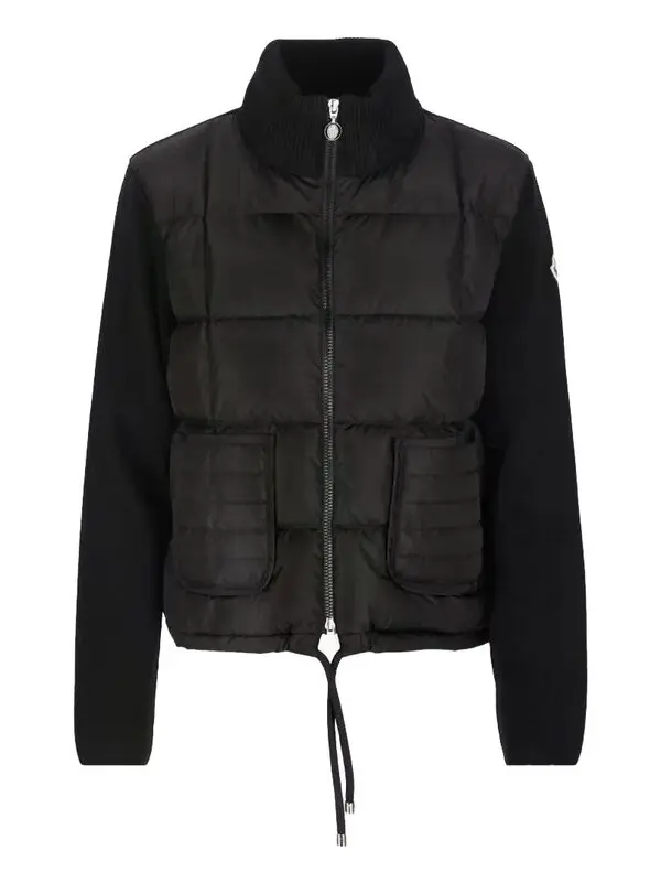 Moncler Quilted-panel High-neck Cardigan - Black