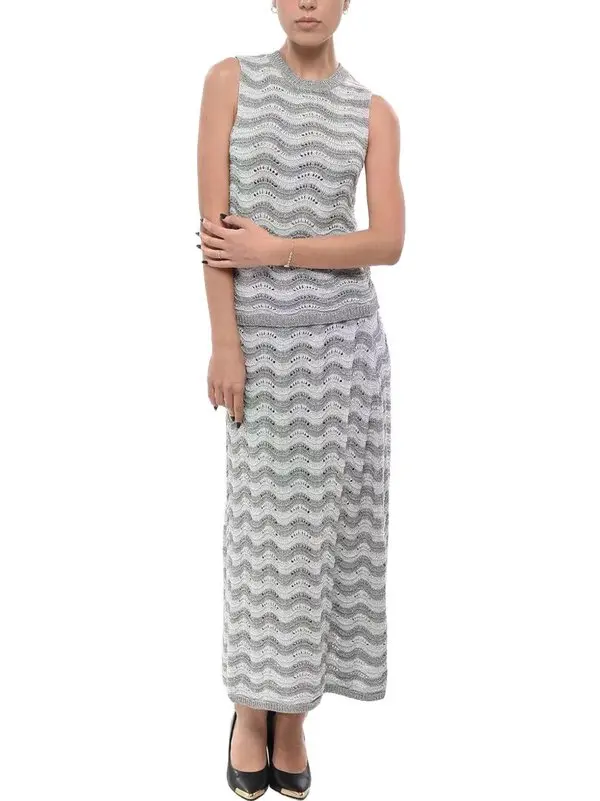 COLOUR MARKET Lurex Stripe Tank Top - Silver