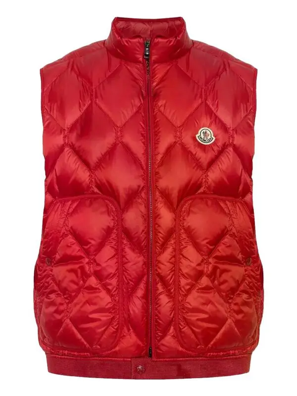 Moncler Quilted Logo-patch Puffer Vest - Red